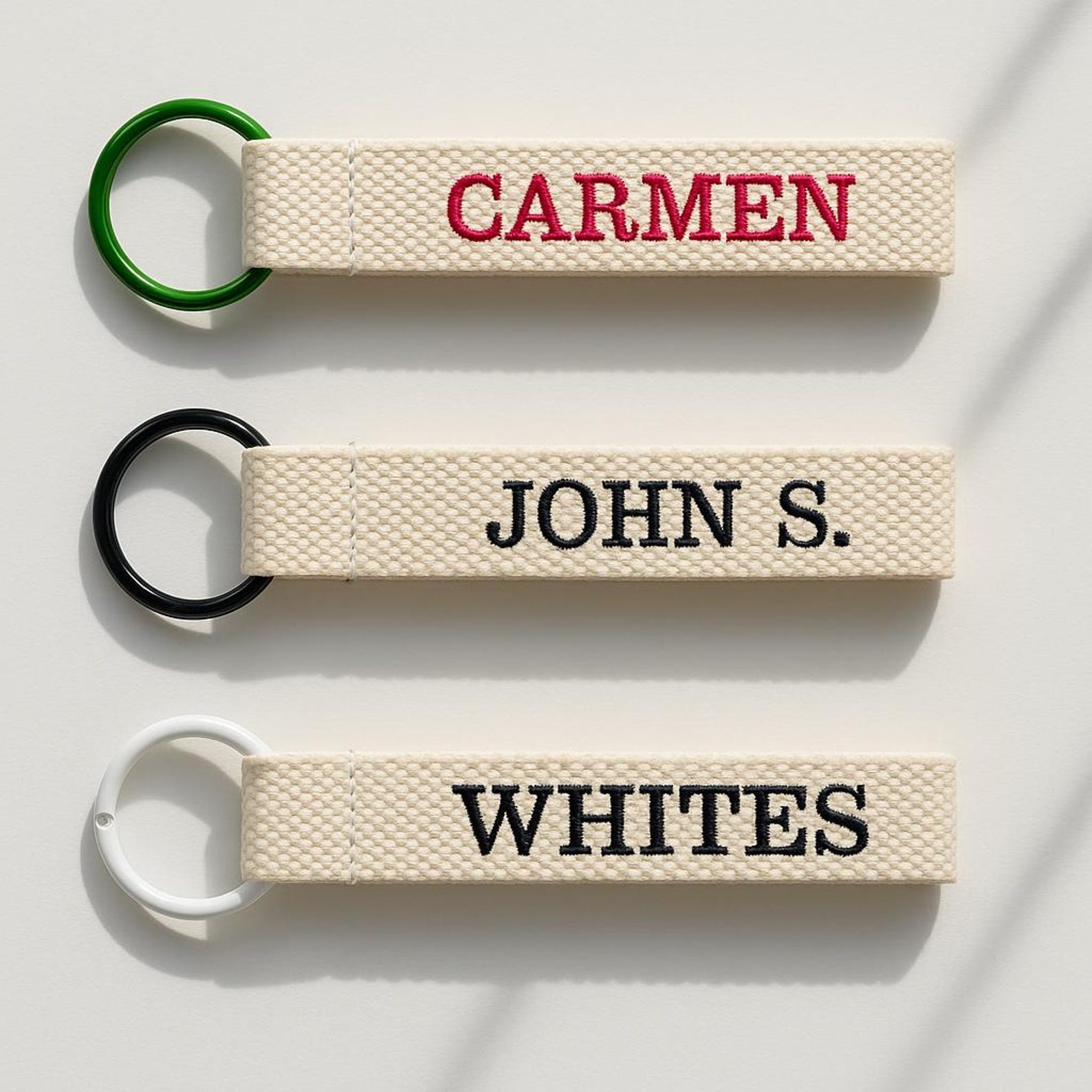 Personalized Embroidered Name Tag Keychain: Custom Cotton Bag Label - Etsy