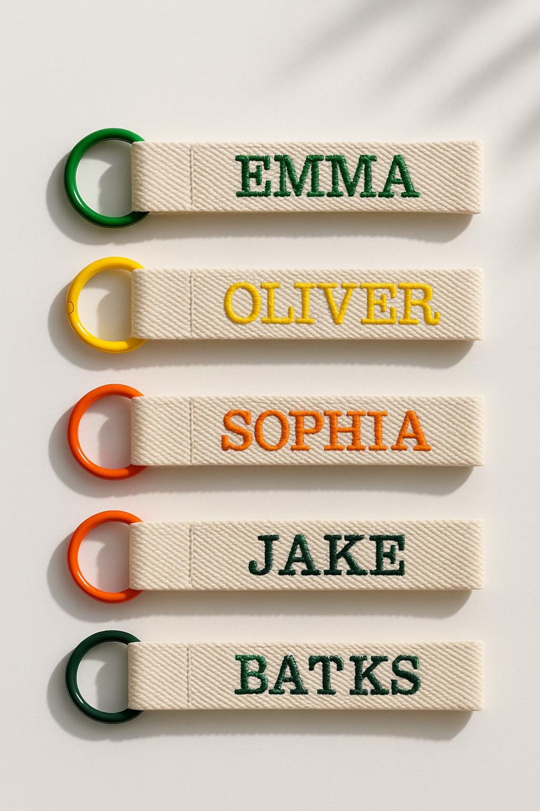 Personalized Embroidered Name Tag Keychain: Custom Cotton Bag Label - Etsy