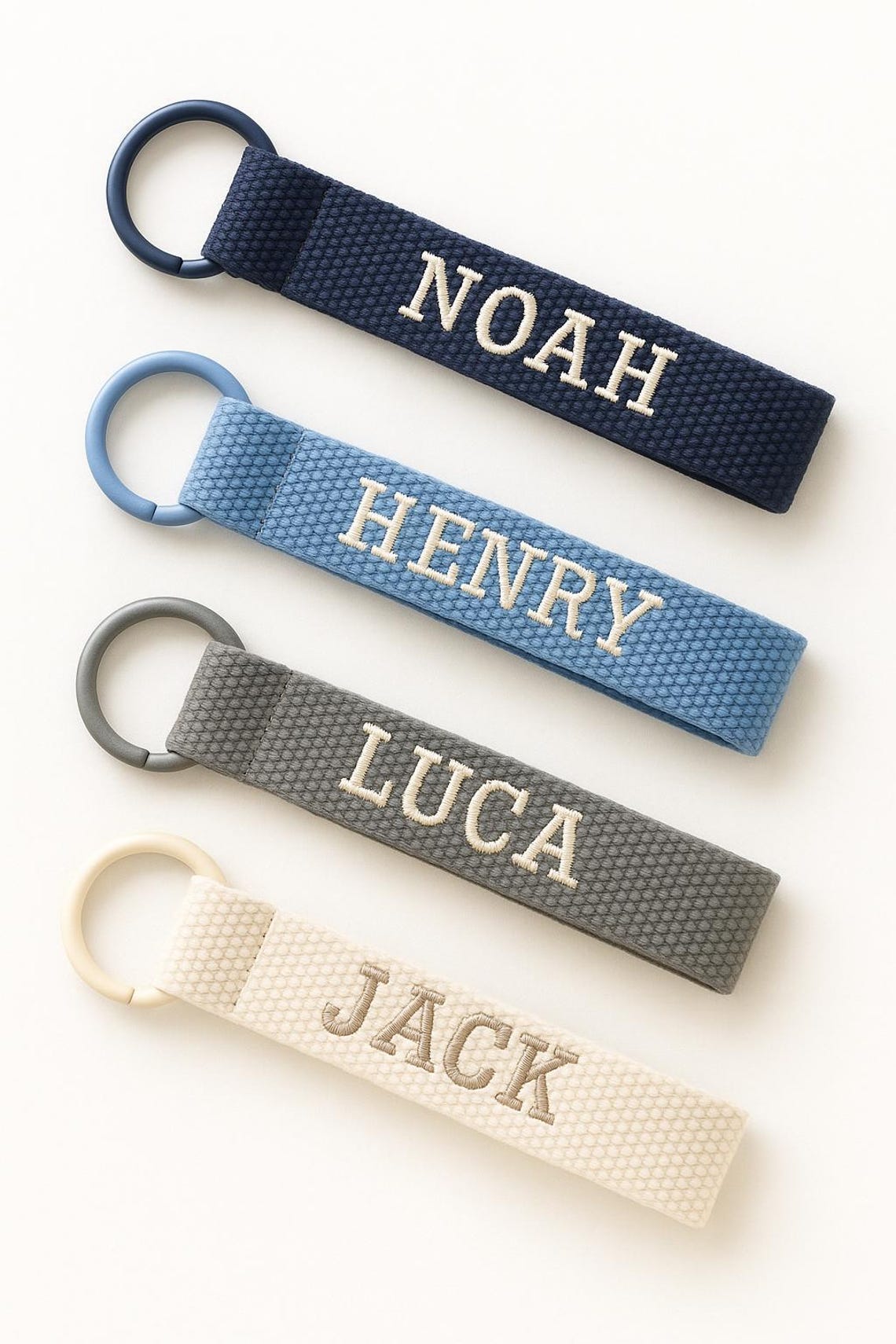 Personalized Embroidered Name Keychain, Custom Bag Tag With Colourful ...
