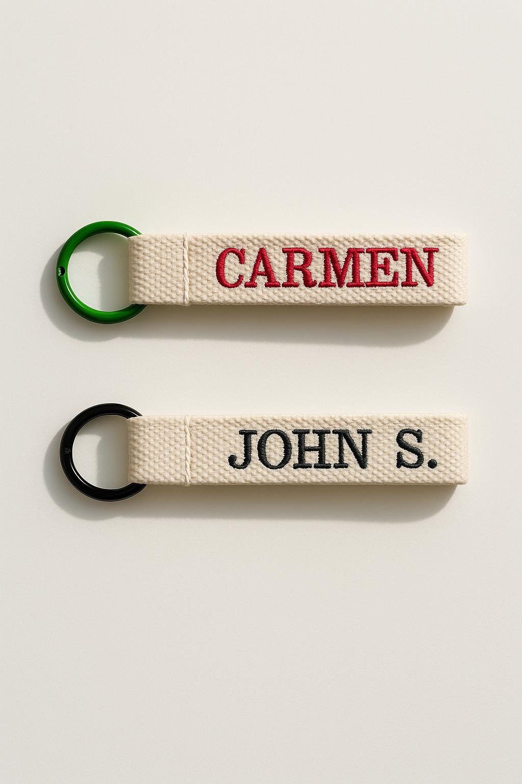 Personalized Embroidered Name Tag Keychain: Custom Cotton Bag Label - Etsy