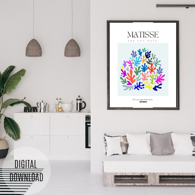Printable Matisse Wall Art, Abstract Ocean Art Print With Leaf Cut-outs ...
