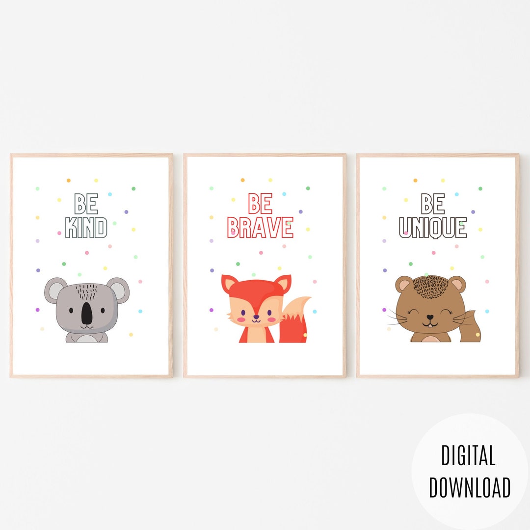 Printable Safari Animals Wall Art Decor, Kids Room Poster, Set of 3 ...