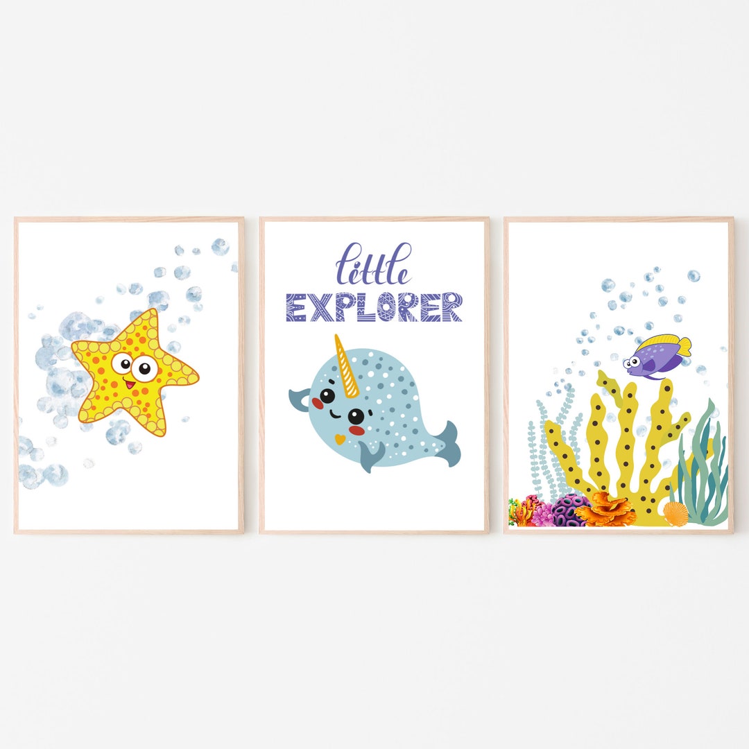 Printable Kid Nursery Wall Art, Cute Sea Unicorn Narwhal Little ...