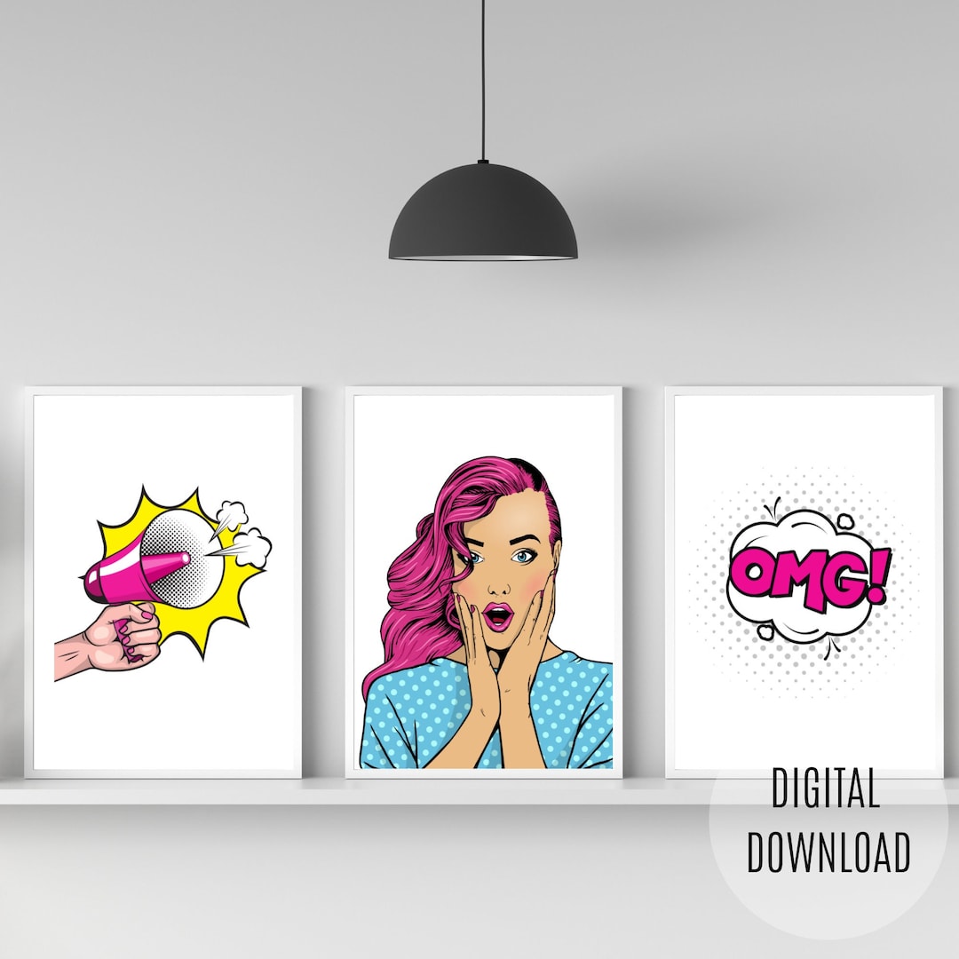 Retro Pop Art Girl Print Set: Vintage Comic Style (digital Download) - Etsy