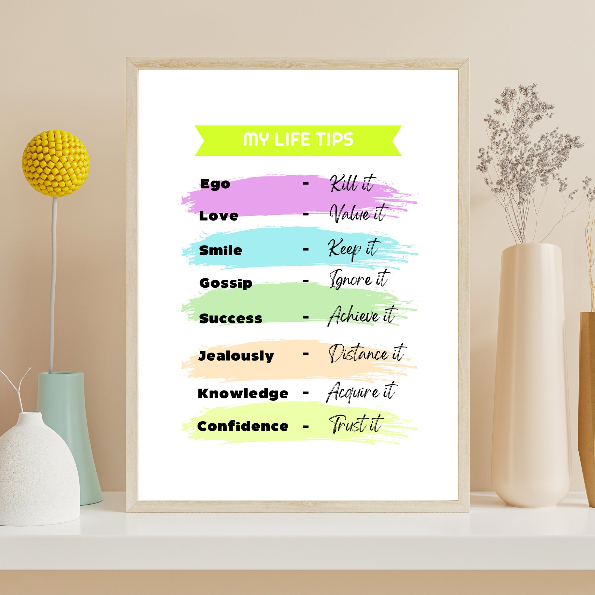 Love Ego Smile Success Print Printable Colorful Life Tips - Etsy