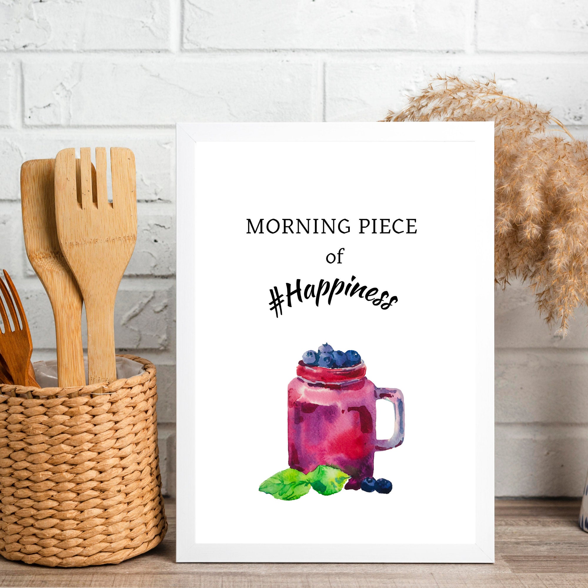 Watercolor Berries Smoothie Sign Print Printable Pink Purple - Etsy