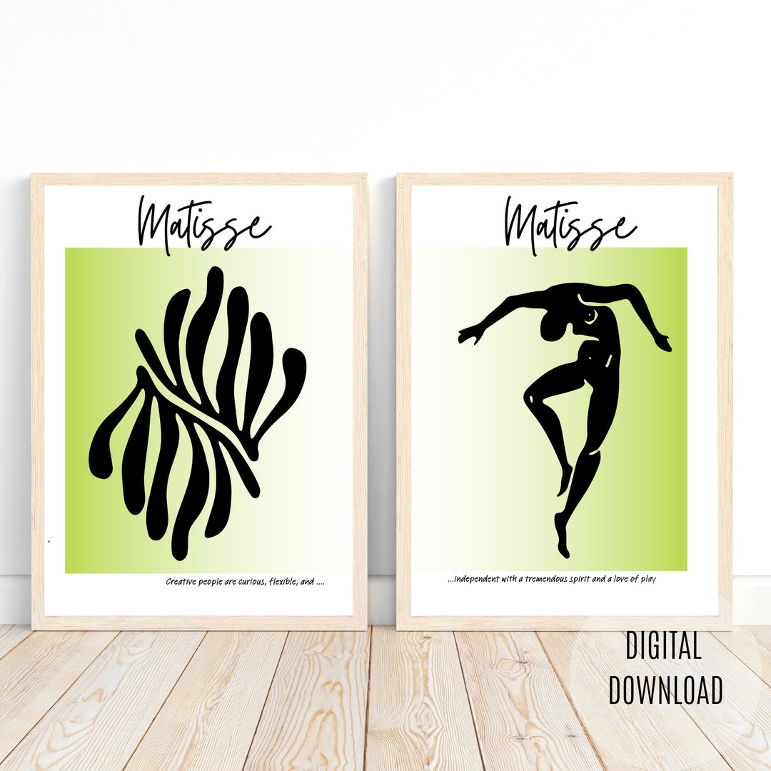 Printable Set of 2 Matisse Inspired Wall Art, Dancer and Leaf Digital ...