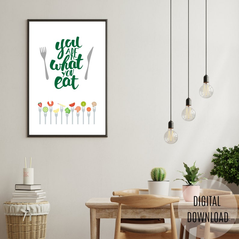 You Are What You Eat Kitchen Wall Art Print, Printable Healthy Kitchen ...
