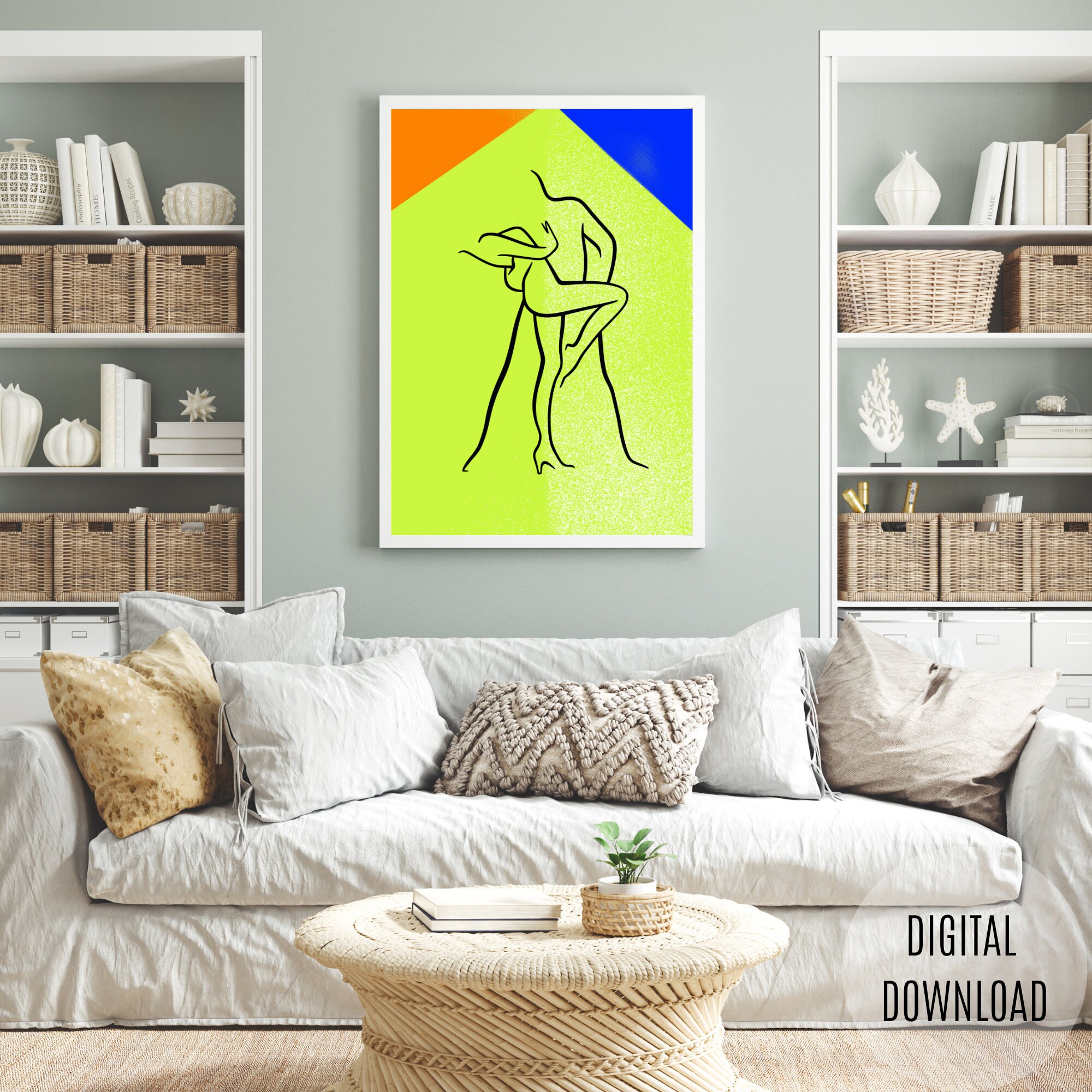 Couple One Line Drawing Print, Printable Abstract Man and Woman Nude ...