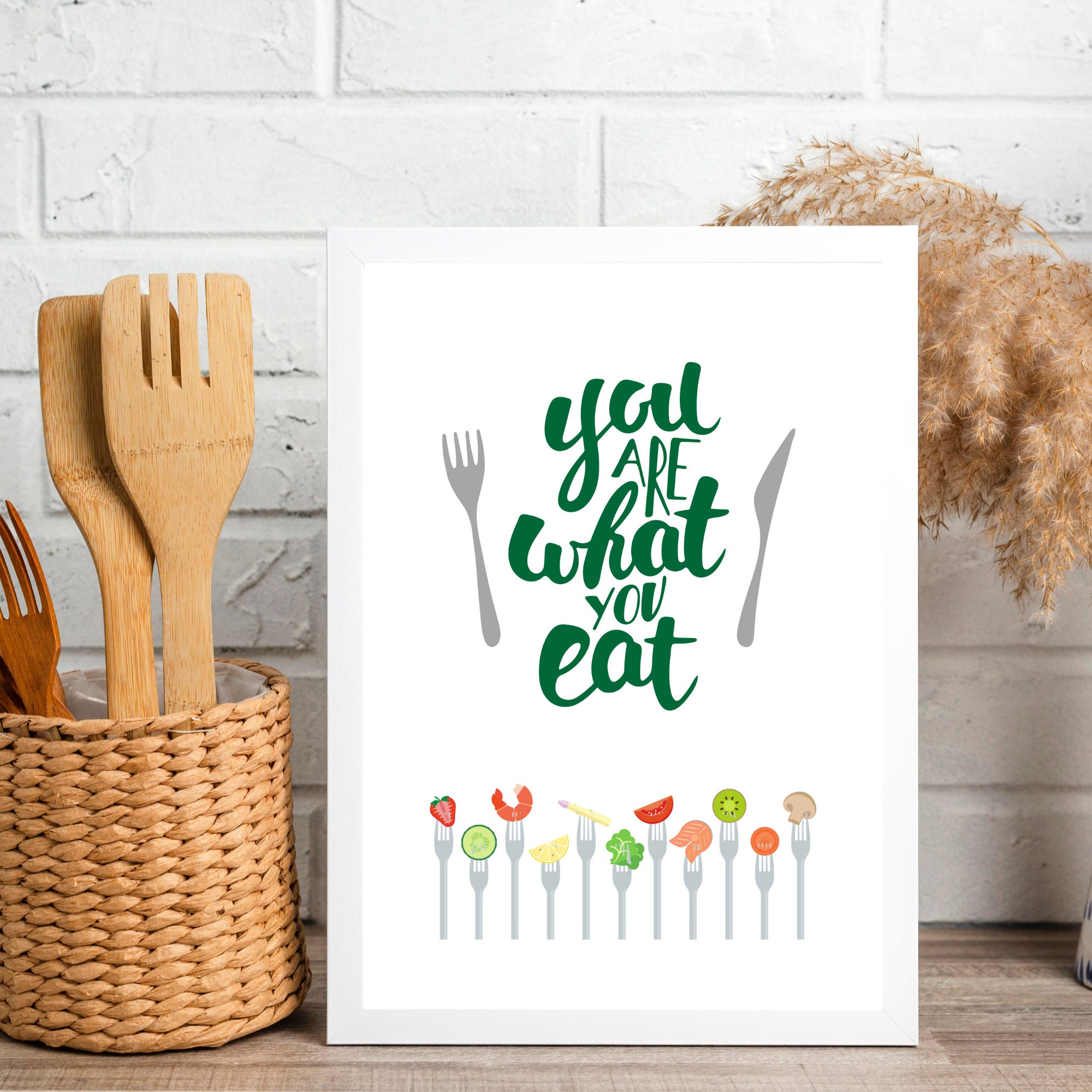 You Are What You Eat Kitchen Wall Art Print, Printable Healthy Kitchen ...