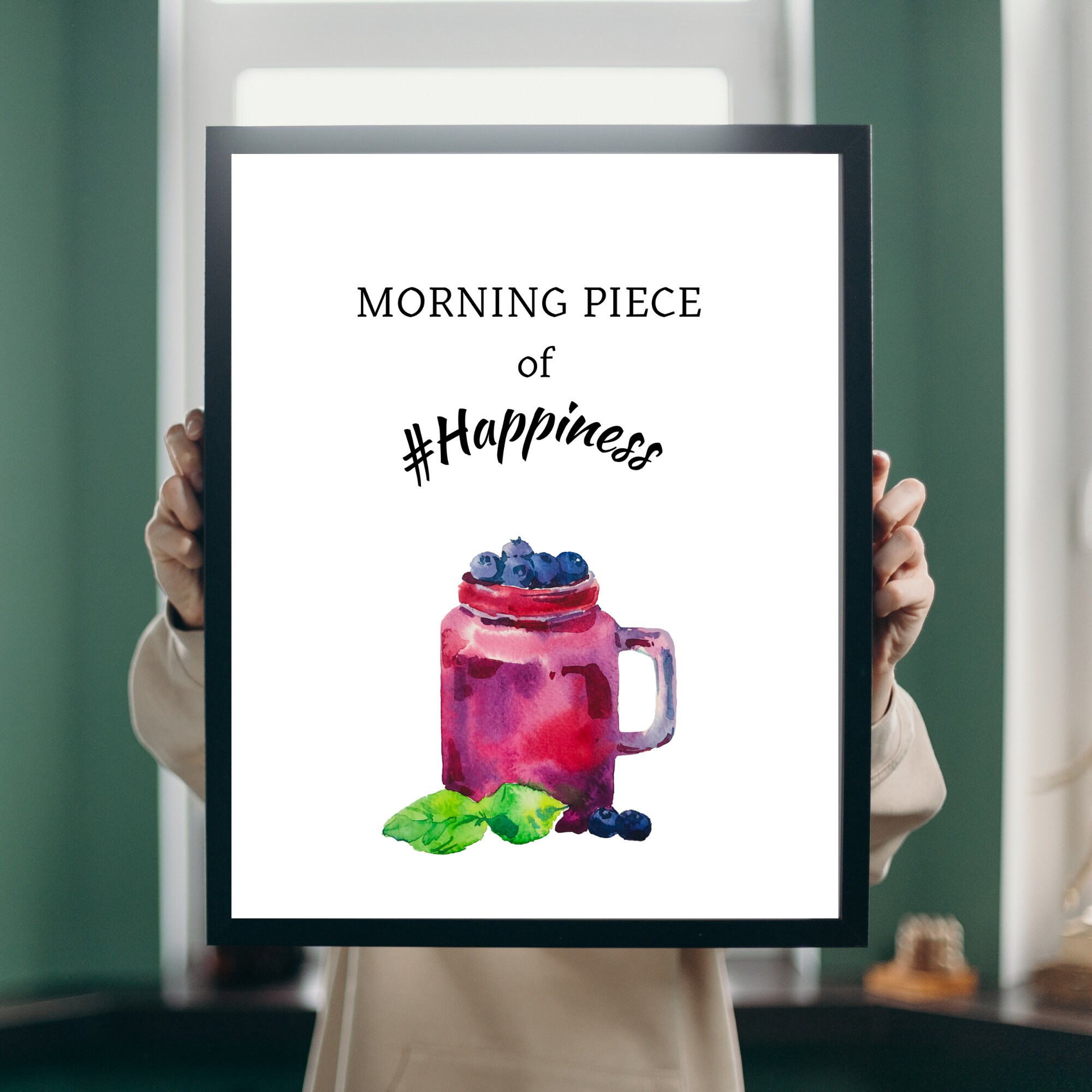 Watercolor Berries Smoothie Sign Print, Printable Pink Purple Smoothie ...