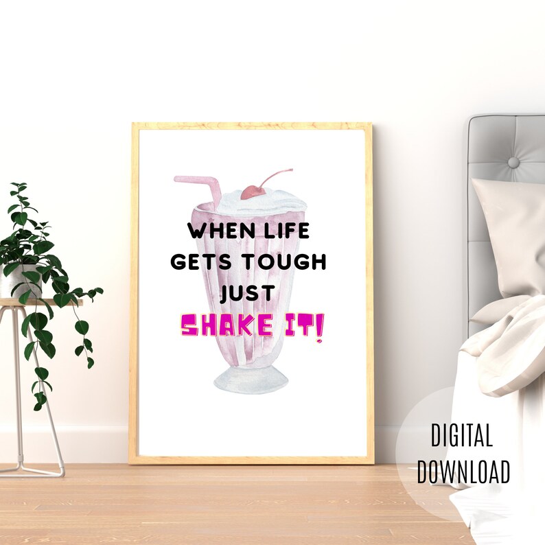 Milkshake Watercolor Art Print: Funny Quote Sign (digital Download) - Etsy
