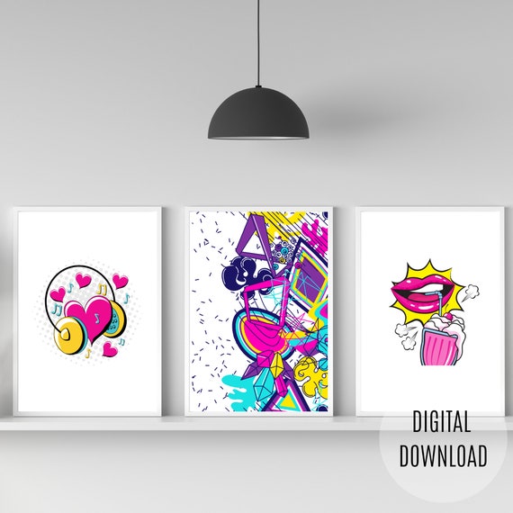 Pop Art Print Music Fun Printable Colorful Retro Wall Art - Etsy