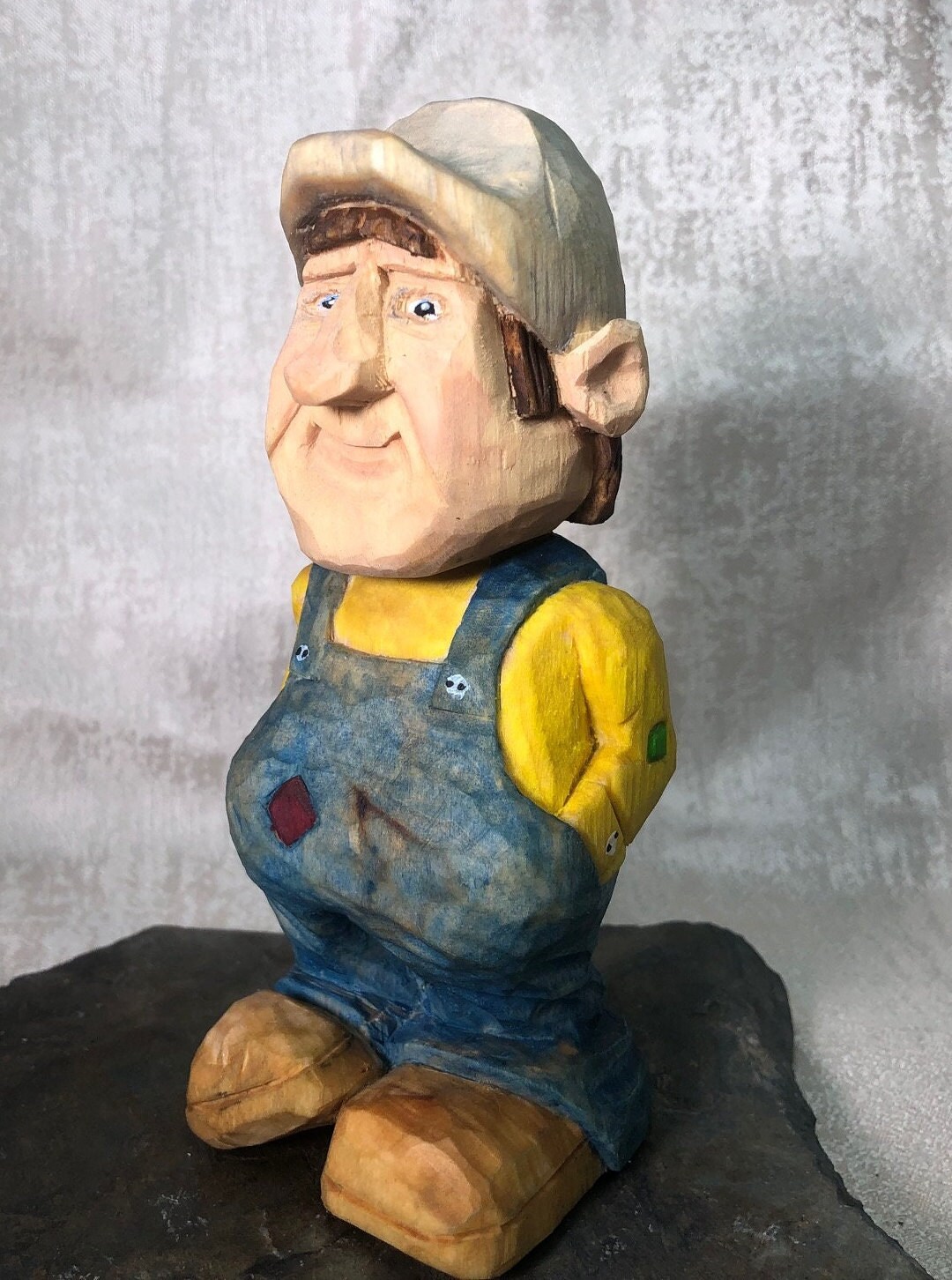 Wood Carving Hand Carved Country Charactor Figure Mechanic - Etsy