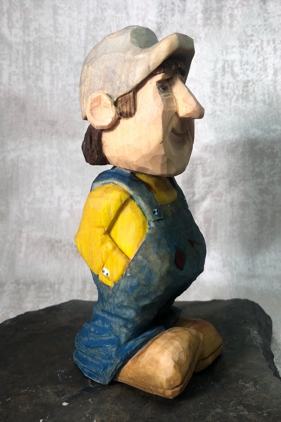 Wood Carving Hand Carved Country Charactor Figure Mechanic - Etsy