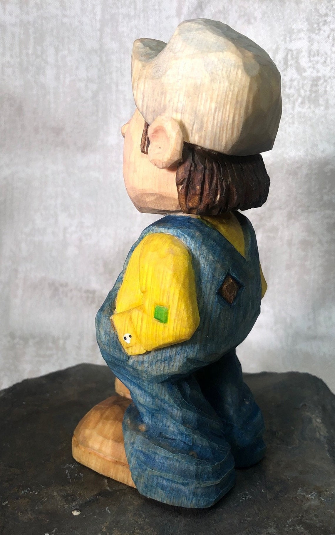 Wood Carving Hand Carved Country Charactor Figure Mechanic - Etsy