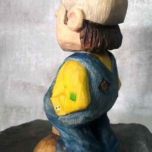 Wood Carving - Hand Carved Country Charactor Figure - Mechanic - Etsy
