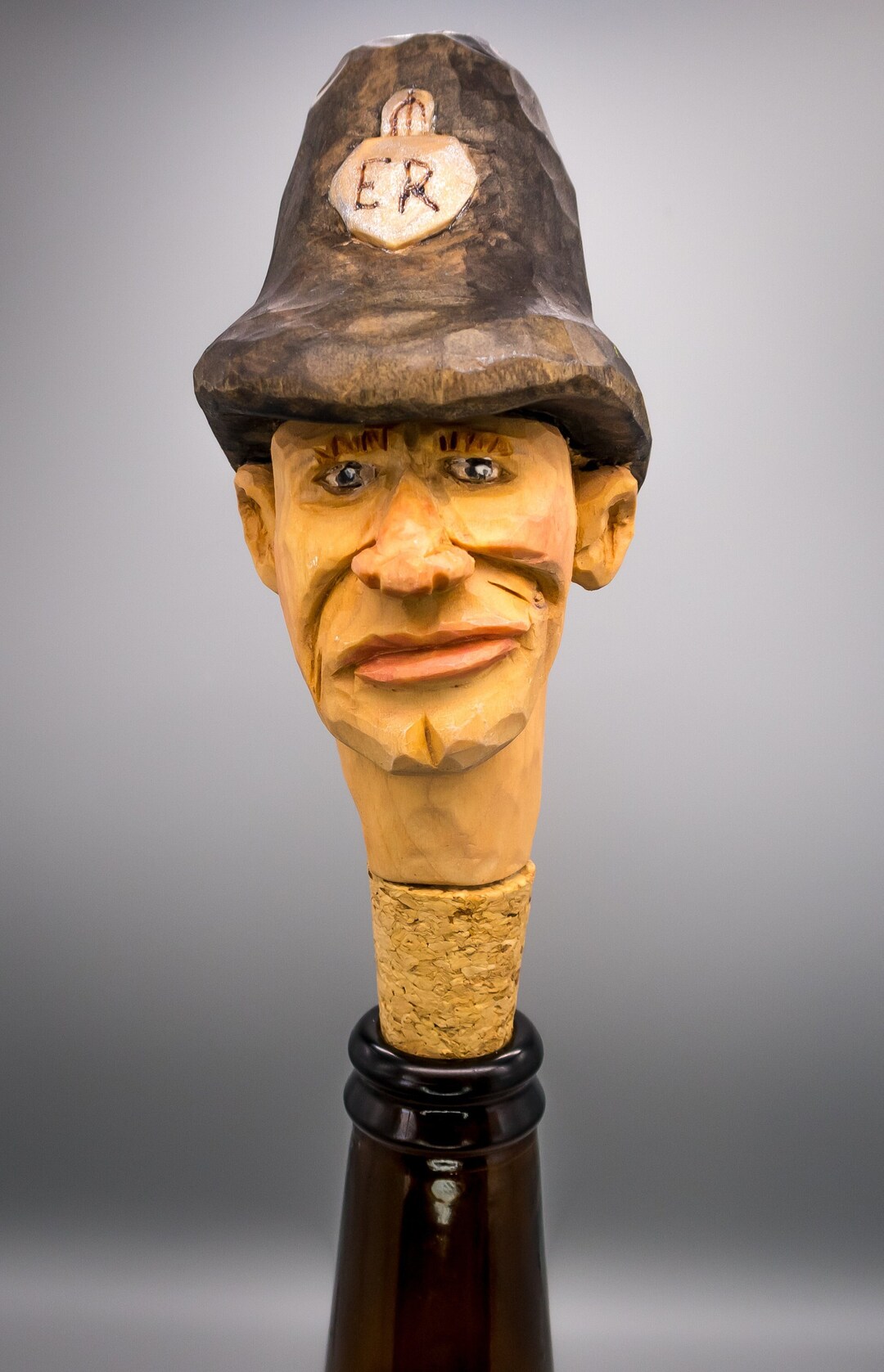 British Bobby Policeman Head Bottle Topper. Hand Craved - Etsy