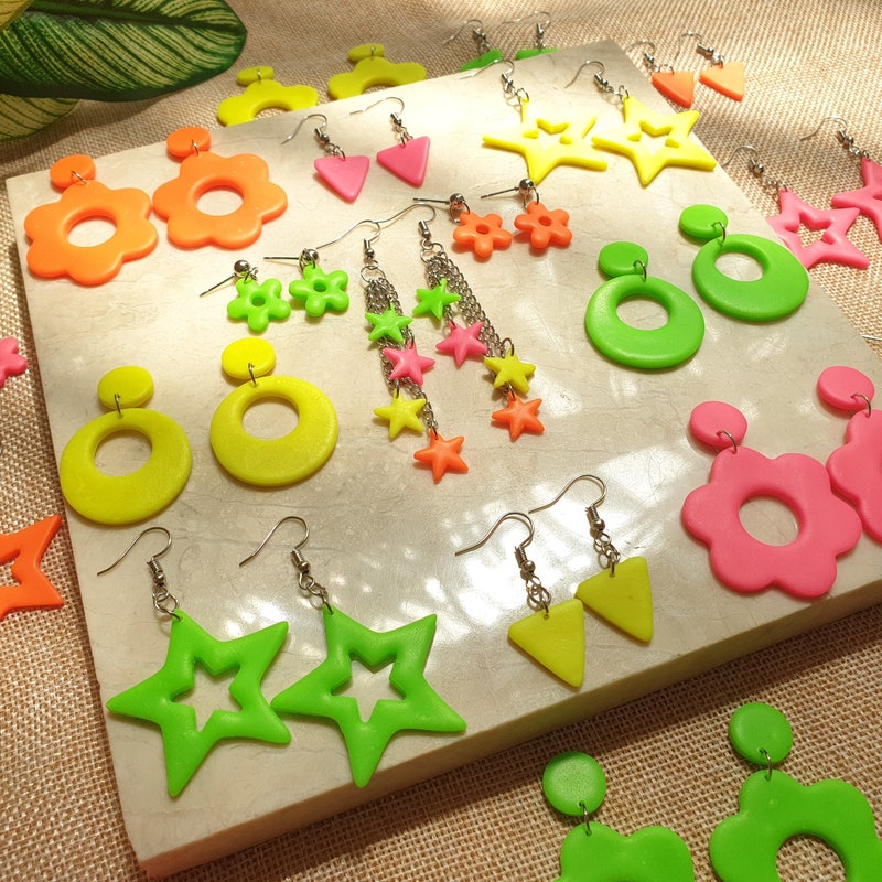 Neon Earrings - Etsy