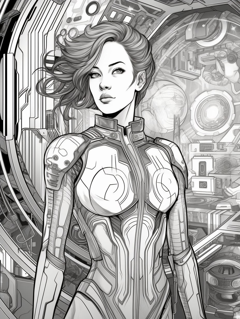 Sci Fi Fantasy Women Adult Coloring Book 50 Pages High Resolution Pdf