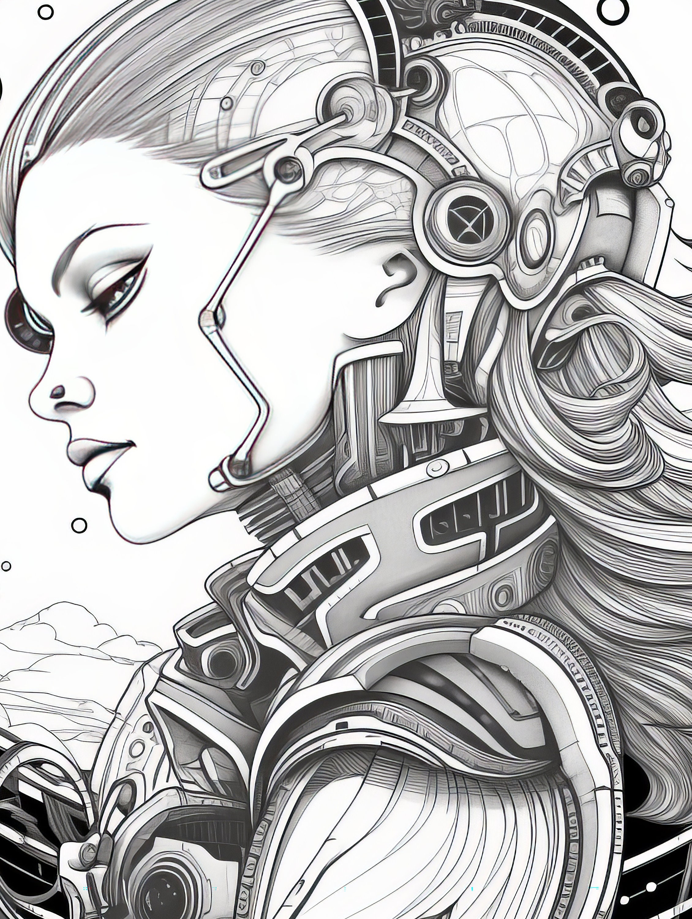 Sci-fi Cyborg Women Adult Coloring Book, Printable Coloring Pages for Adults and Kids - Etsy