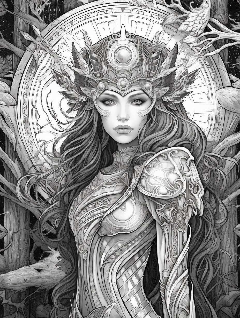 Sci Fi Warrior Women Adult Coloring Book 50 Pages High Resolution Pdf