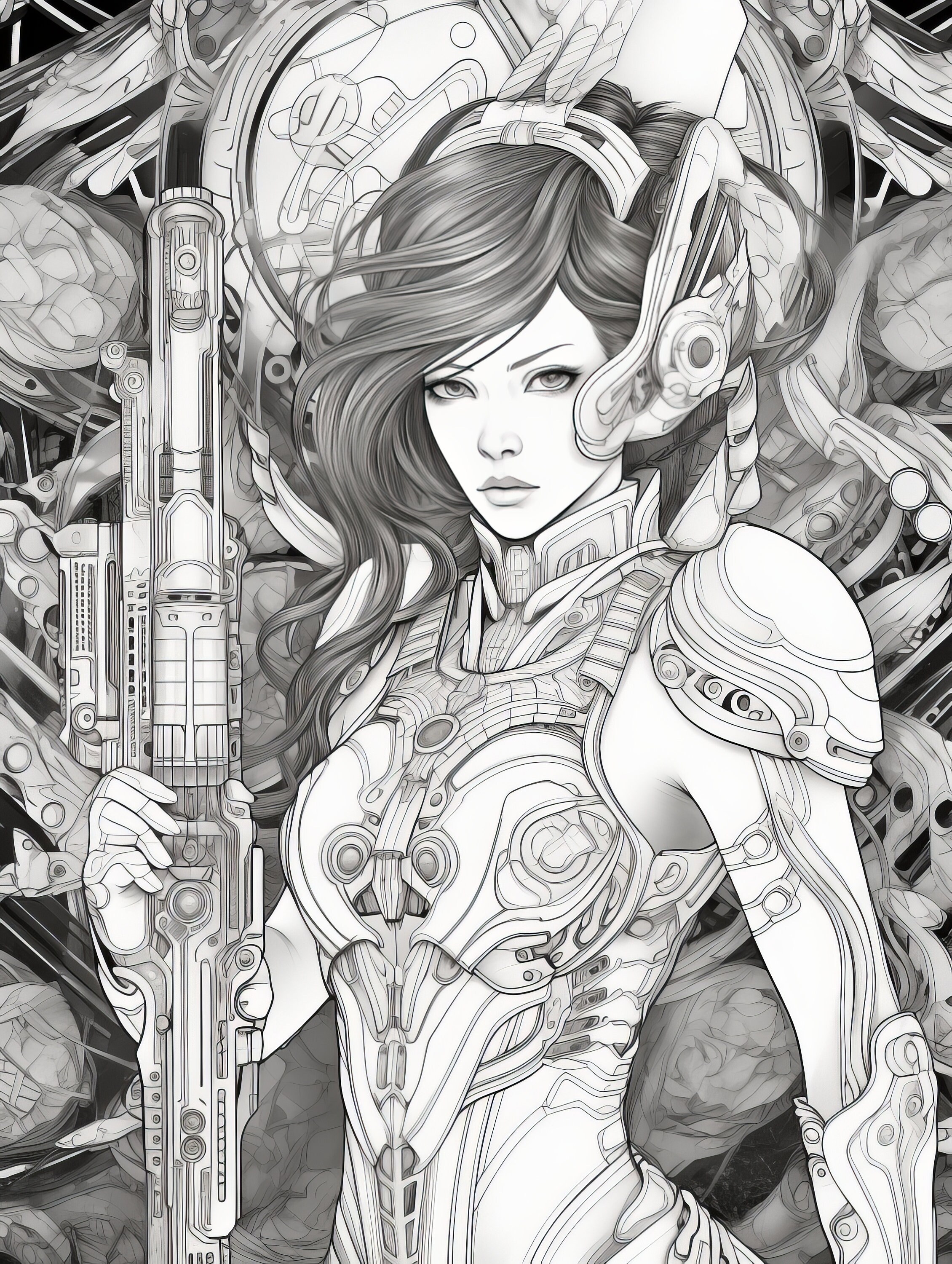 Sci-fi Warrior Women Adult Coloring Book, 50 Pages, High Resolution PDF Download - Etsy