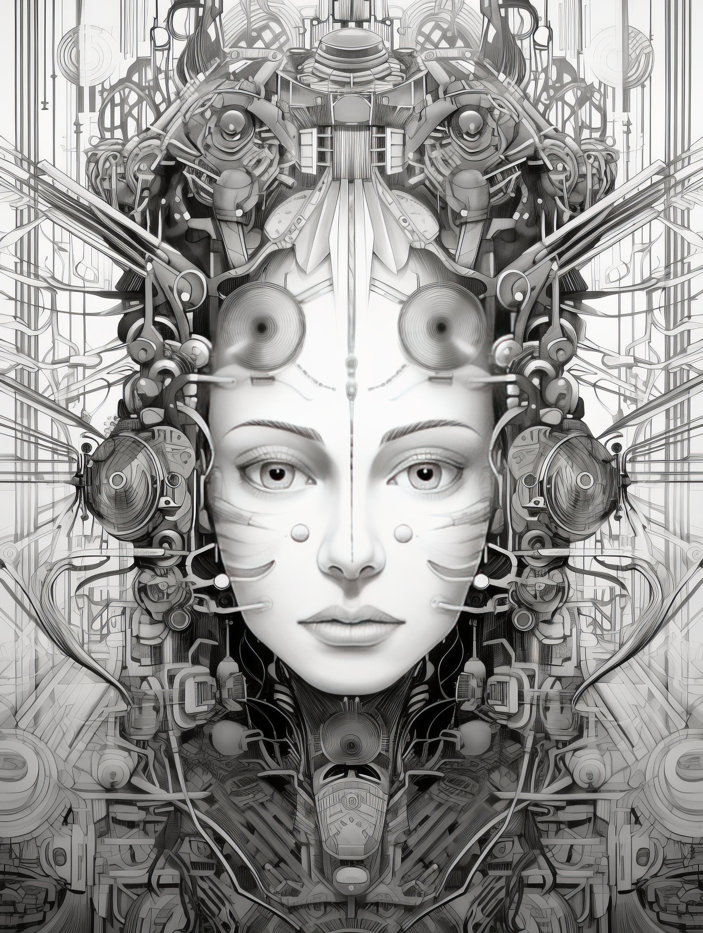 Sci Fi Cyborg Women Adult Coloring Book Printable Coloring Pages For