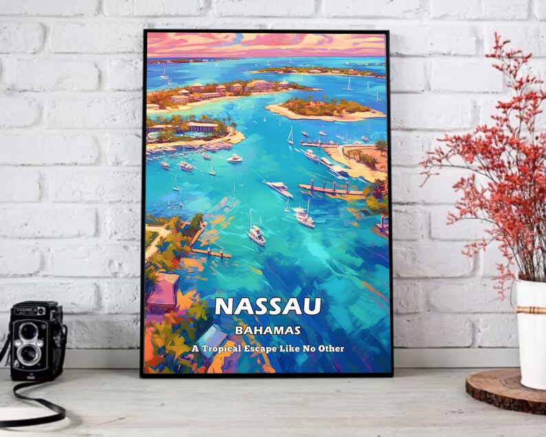 5 Different Captivating Digital Prints Featuring Nassau, Bahamas, Each ...