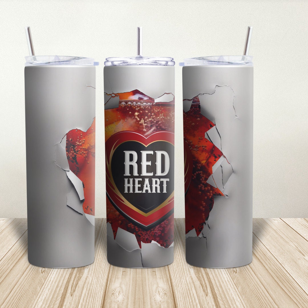 Red Heart Rum 20oz Straight Tumbler Design Sublimation High Resolution ...