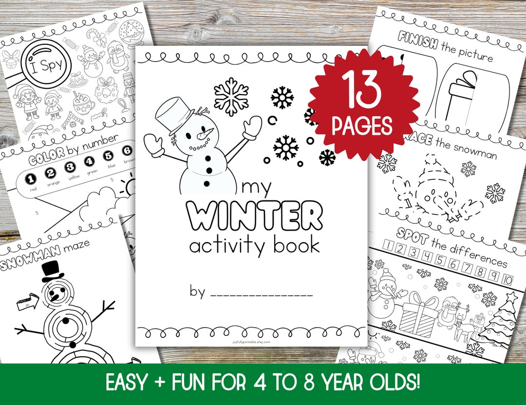 Winter Activity Pack, Winter Coloring Pages for Kids, Winter Activity ...