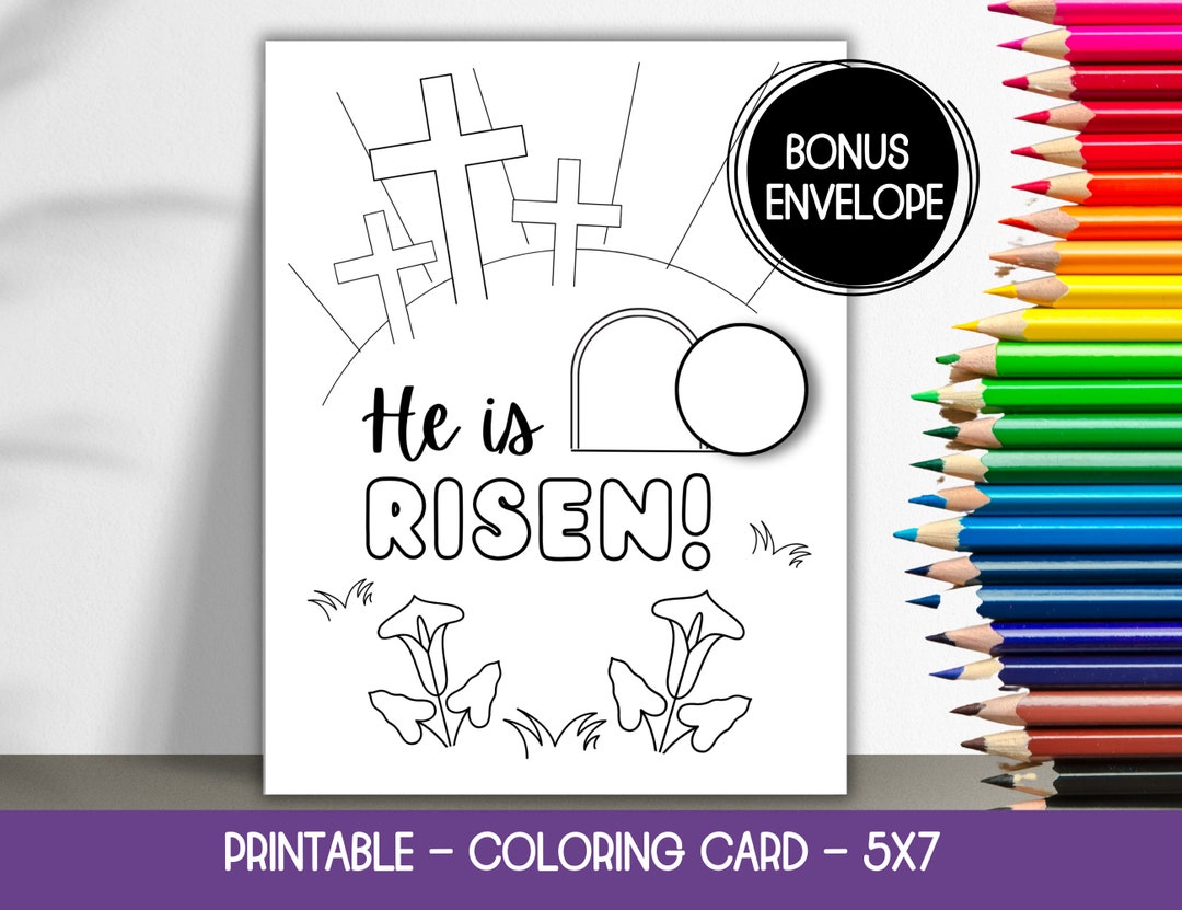 He is Risen Card, Christian Easter Card Printable, Printable Easter ...