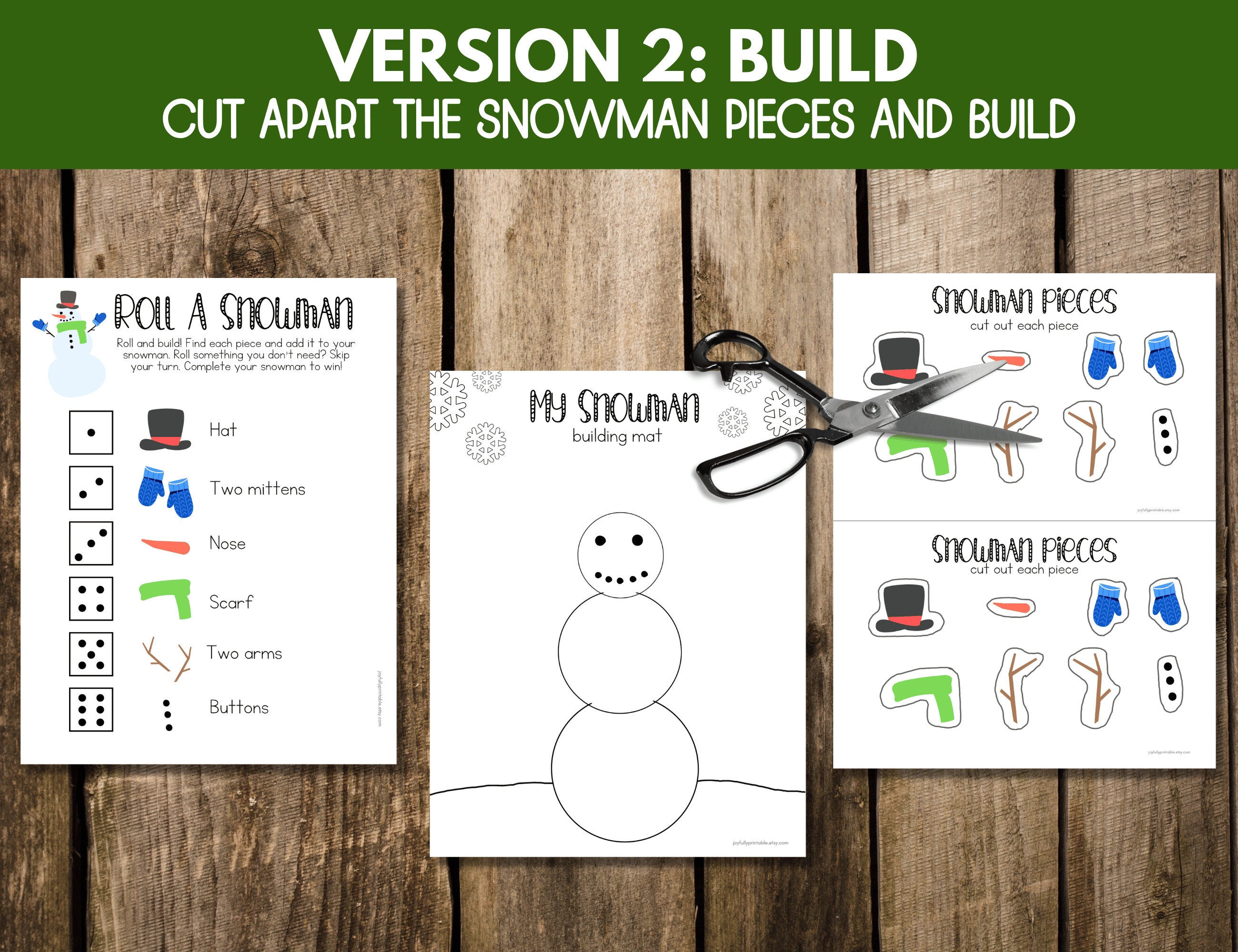 Roll A Snowman Game Printable Build A Snowman Preschool - Etsy