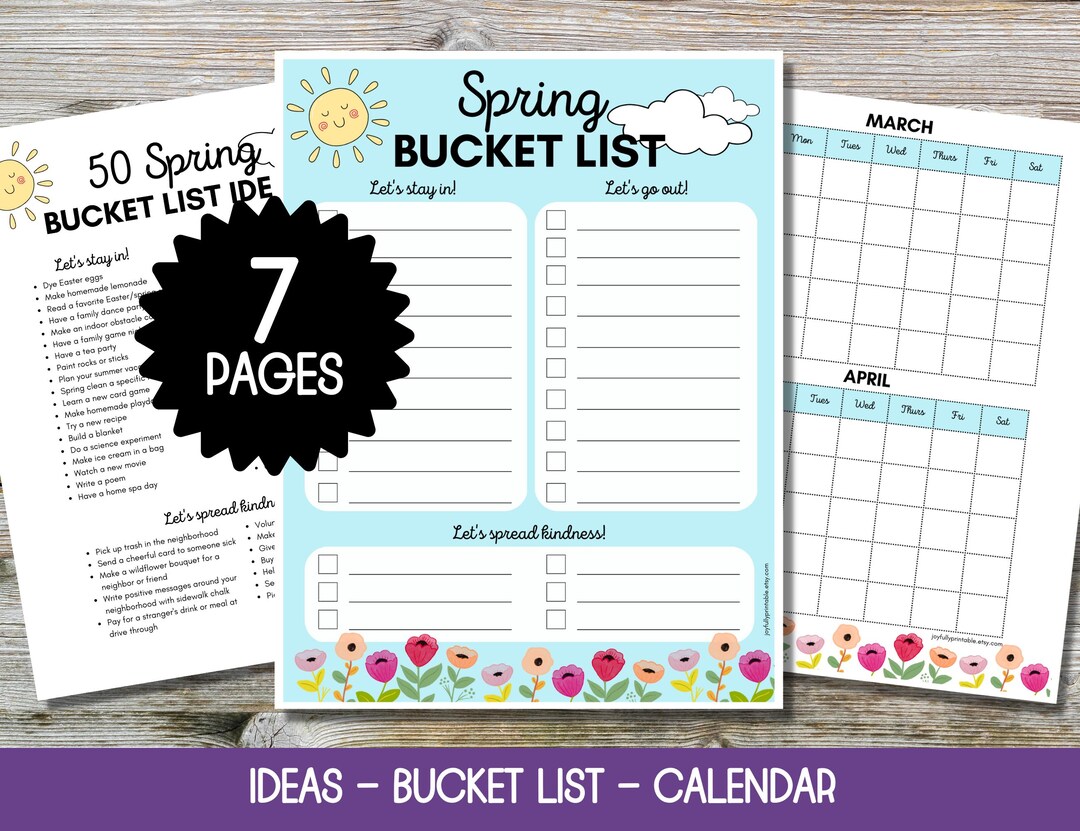 Spring Break Bucket List Spring Activities for Kids Bucket List ...