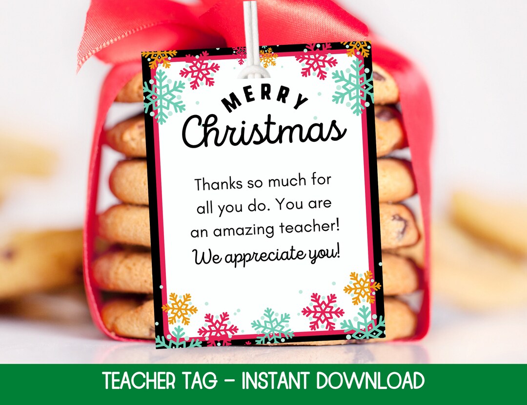Chistmas Teacher Gift Tag, Tag for Teacher Christmas Gift, Teacher ...