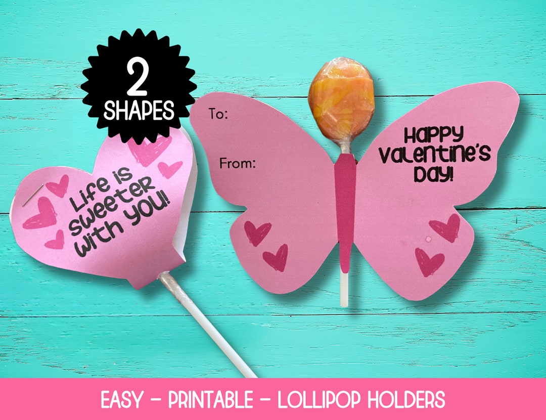 Valentines Lollipop Holder, Butterfly Lollipop Tag, Butterfly Valentine ...