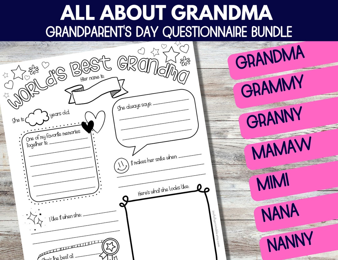 Worlds Best Grandma, All About Grandma Printable, Grandparents Day ...