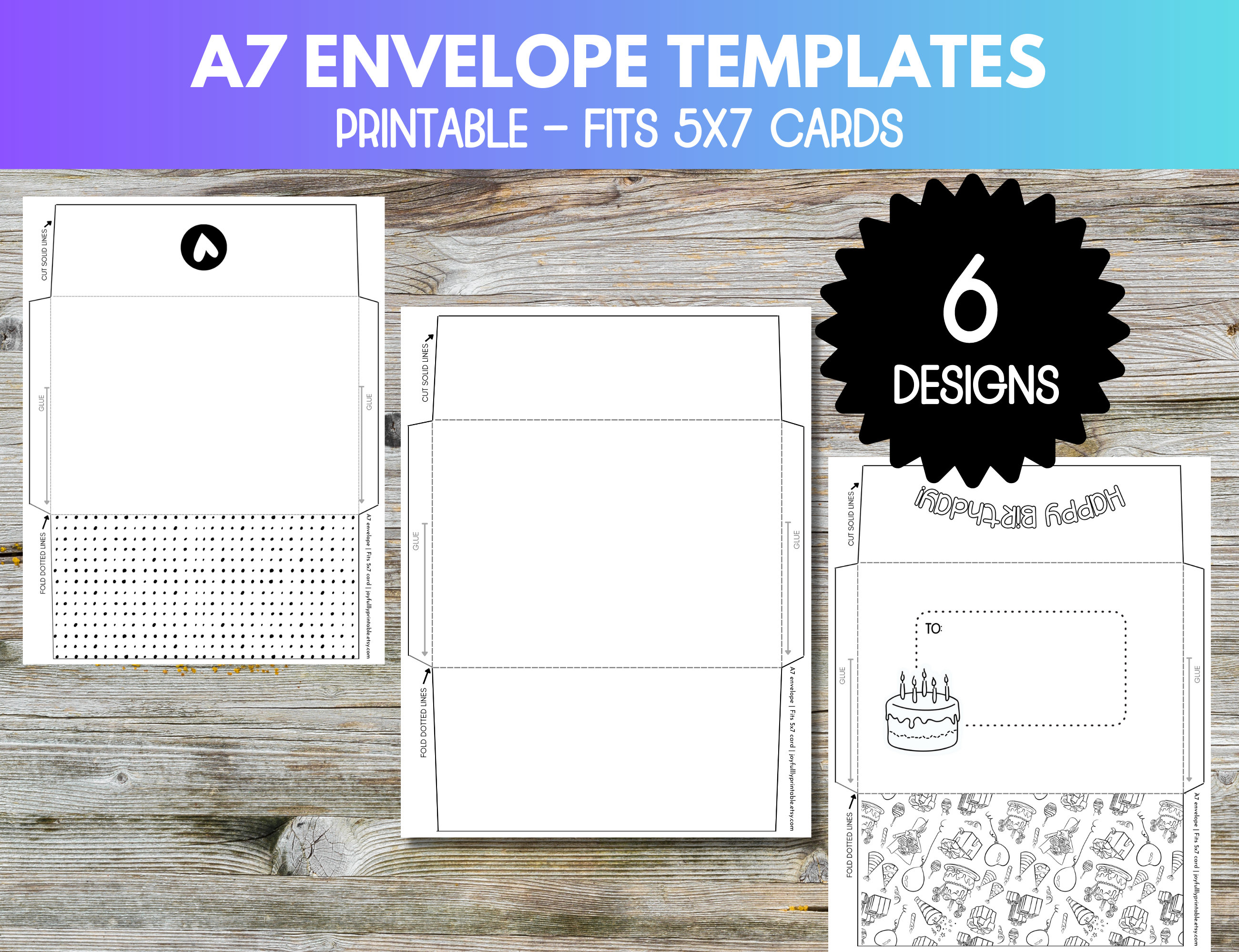 A7 Envelope Template Bundle 5x7 Envelopes Printable Envelope - Etsy