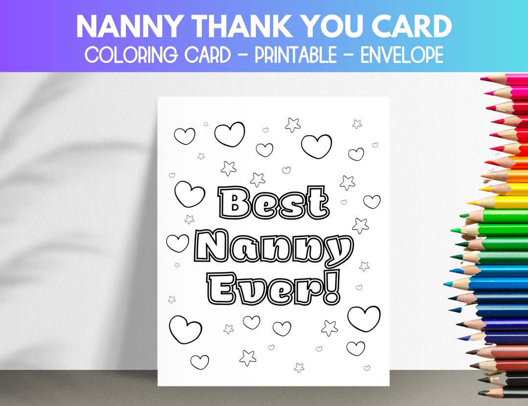 Best Nanny Ever Card Printable Thank You Card for Nanny Thank You Card ...