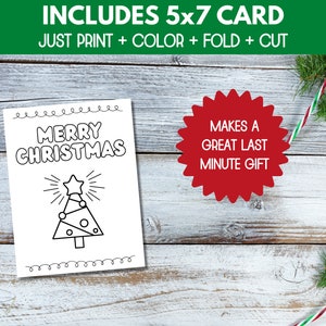 Printable Christmas Coloring Card With Envelope Template, Christmas ...