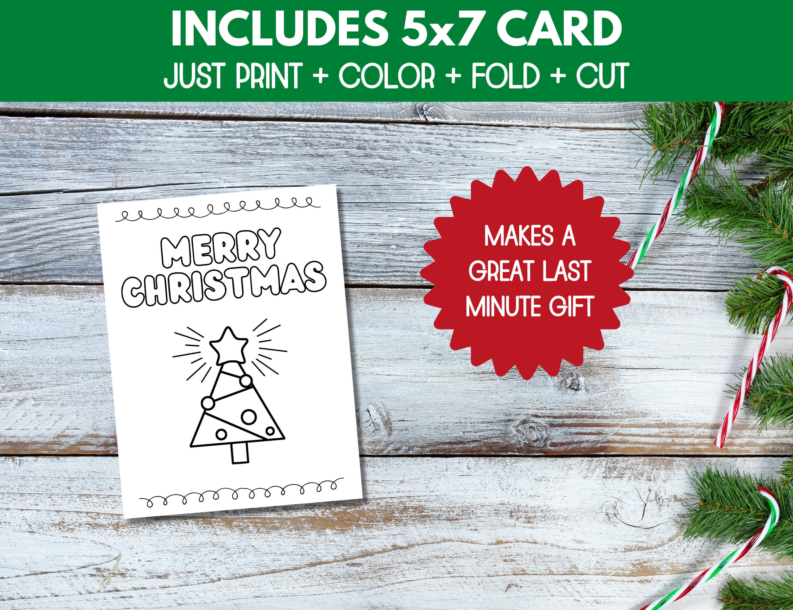 Printable Christmas Coloring Card With Envelope Template, Christmas ...