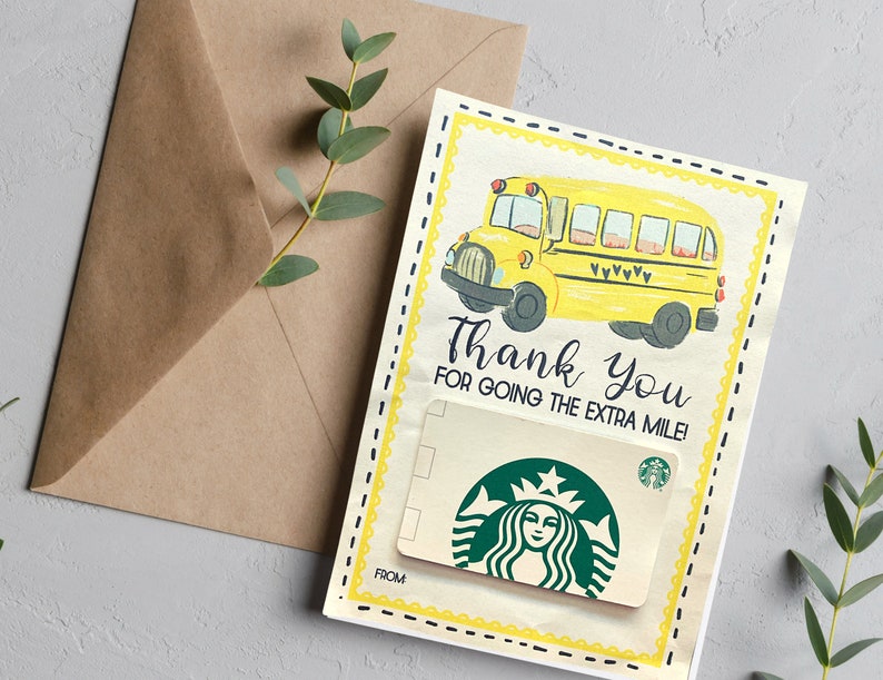 Bus Driver Gift Card Holder Printable Bus Driver Appreciation - Etsy