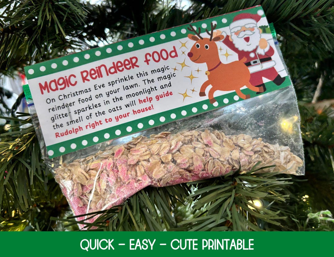Reindeer Food Tag Printable, Magic Reindeer Food Label, Printable Bag ...