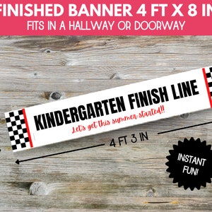 Kindergarten Finish Line Printable Banner, Kindergarten Graduation ...