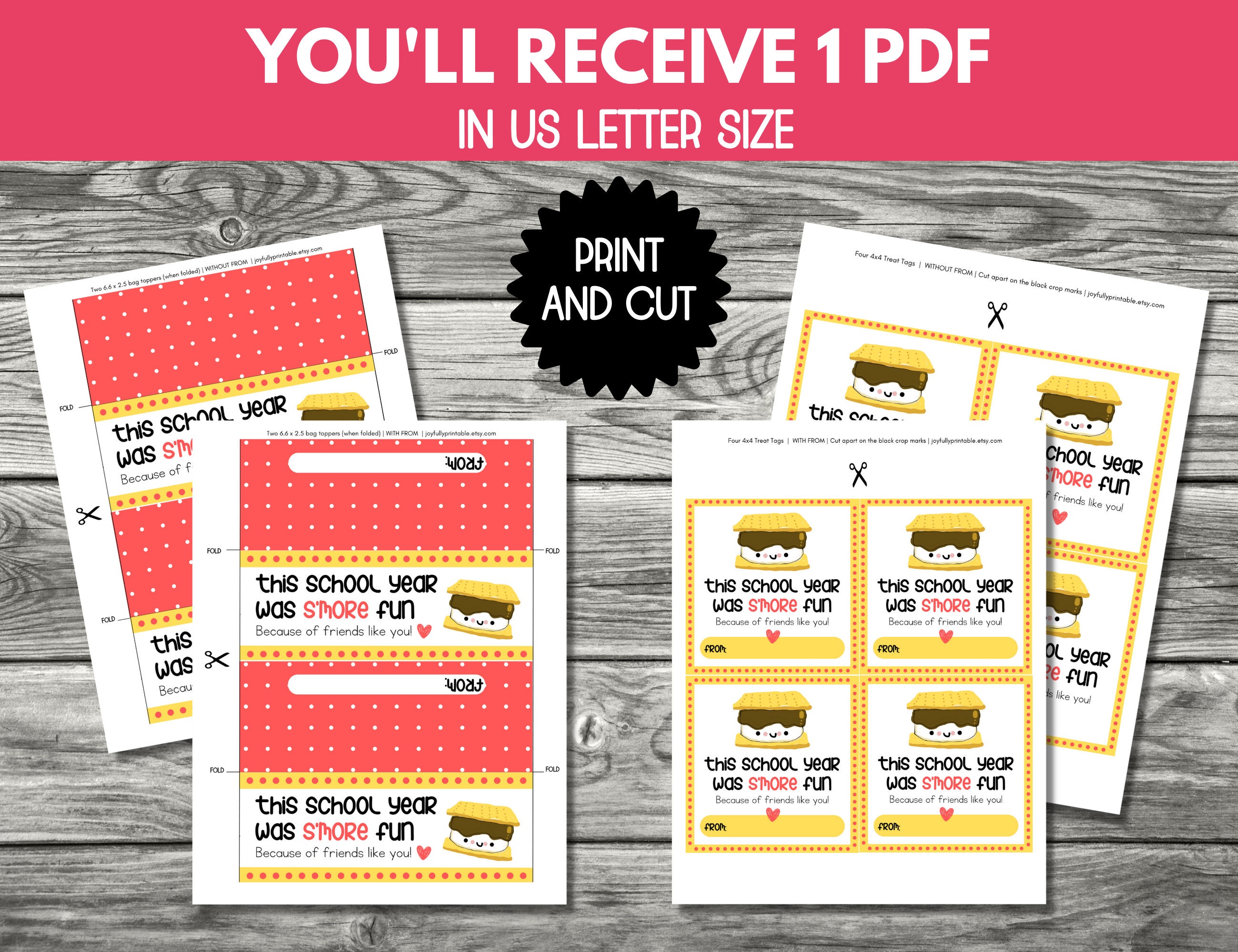 Last Day of School Treat Bag Topper Printable, S'mores Gift Tag, End of ...