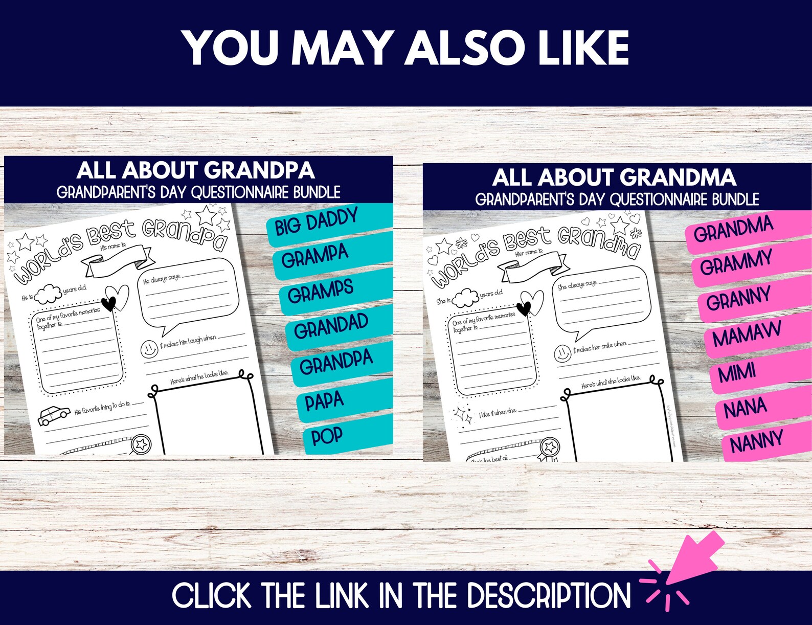 Grandpa and Grandma Card Printable Grandparents Day - Etsy