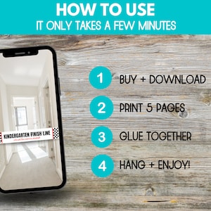 Kindergarten Finish Line Printable Banner, Kindergarten Graduation ...