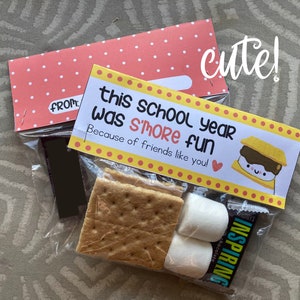Last Day of School Treat Bag Topper Printable, S'mores Gift Tag, End of ...