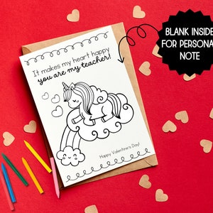 Printable Valentines Day Card for Teacher, Unicorn Valentine, Teacher ...