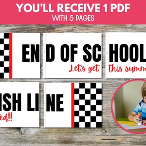 End of School Finish Line Printable Banner, Happy Last Day of School ...